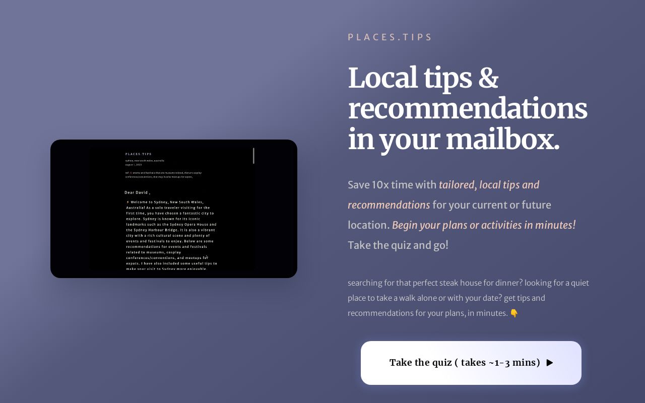 Places.tips - Local tips & recommendations in delivered your mailbox ...